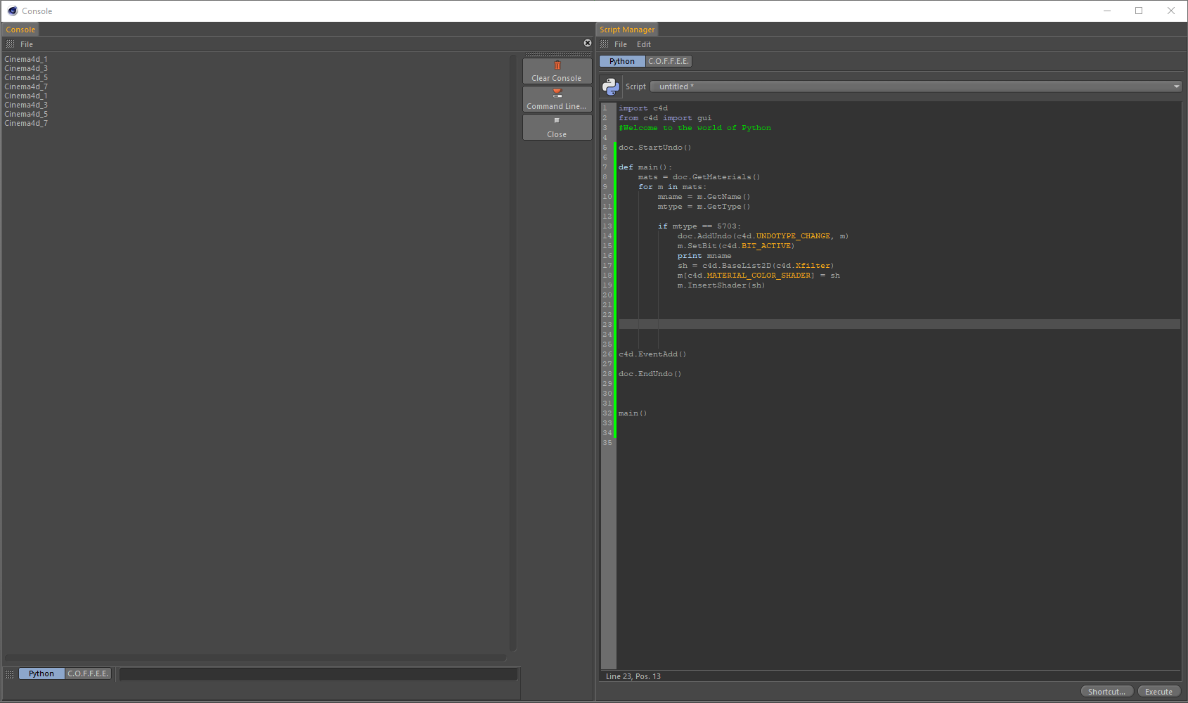 Materials and Shaders with Python - Python - CORE 4D Community