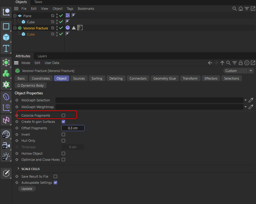 Baking a frontal texture onto a veronoi fracture object - Cinema 4D ...