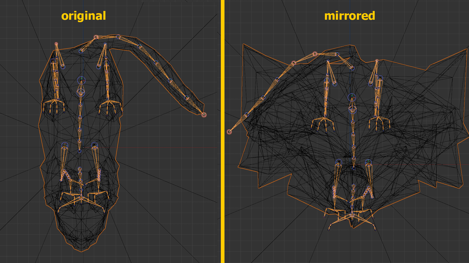 It is possible to mirror the animation of a rigged and animated model ...